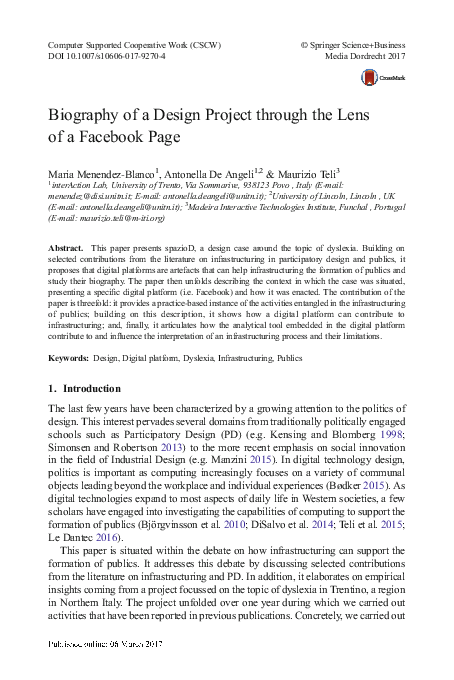 (PDF) Biography of a Design Project through the Lens of a Facebook Page