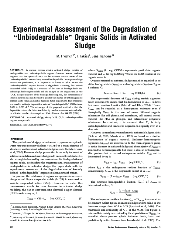 (PDF) Experimental Assessment of the Degradation of “Unbiodegradable ...