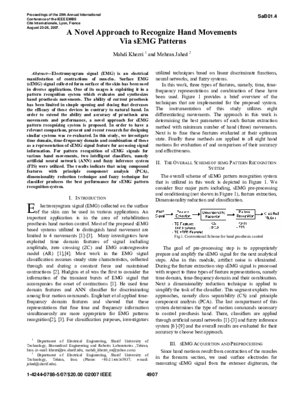 (PDF) A Novel Approach to Recognize Hand Movements Via sEMG Patterns