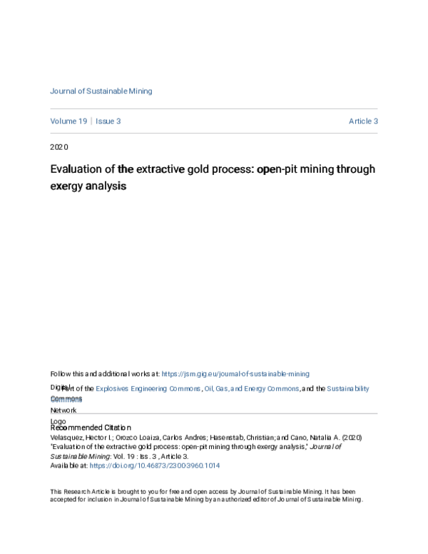 (PDF) Evaluation of the extractive gold process: open-pit mining through exergy analysis