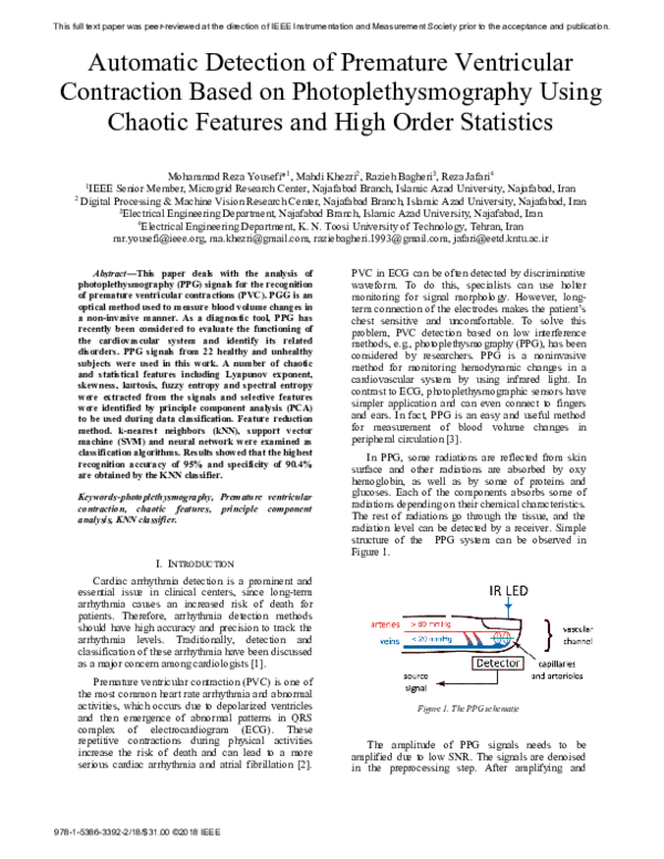 (PDF) Automatic Detection of Premature Ventricular Contraction Based on Photoplethysmography ...