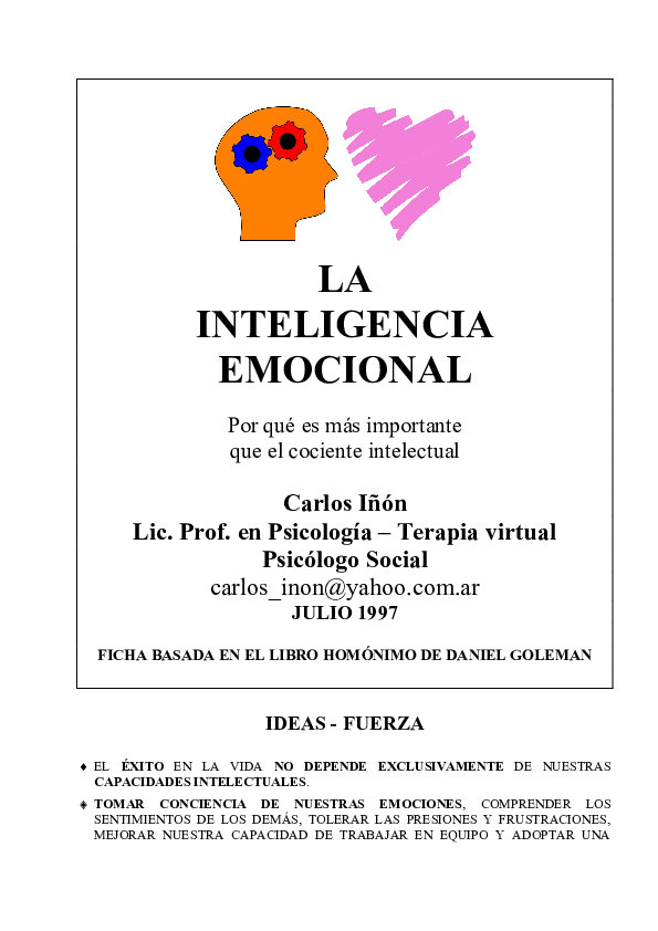 (DOC) LA INTELIGENCIA EMOCIONAL Por qué es más importante que el ...