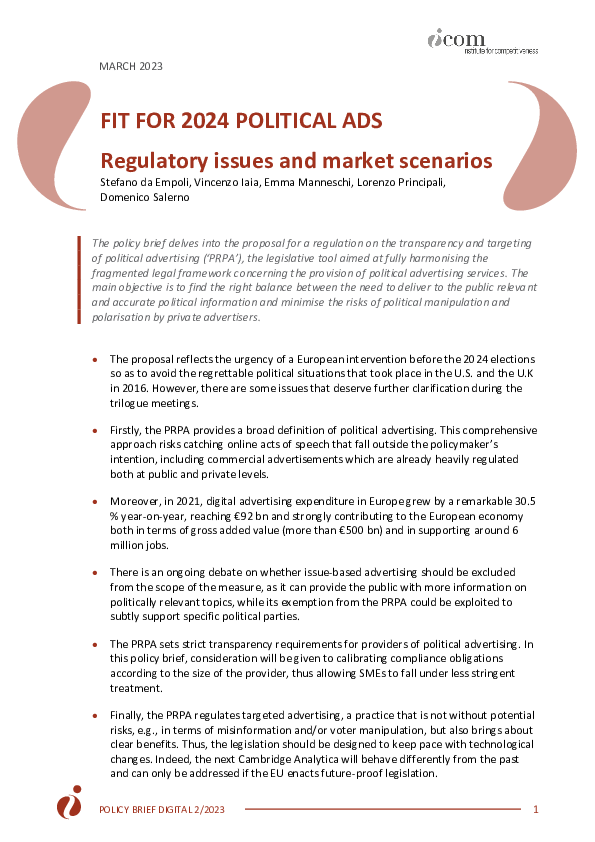 (PDF) Fit for 2024 Political Ads. Regulatory Issues and Market Scenarios