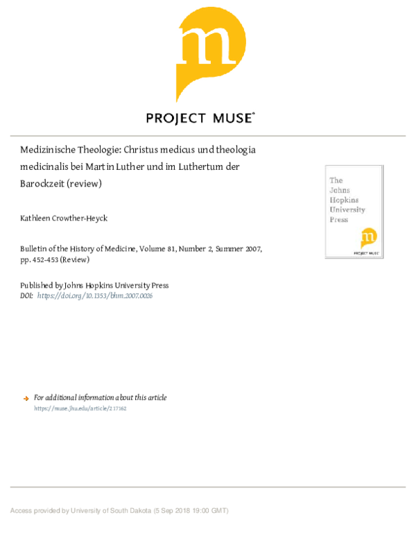 (PDF) Medizinische Theologie: Christus medicus und theologia ...