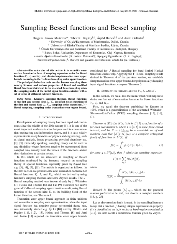 (PDF) Sampling Bessel functions and Bessel sampling