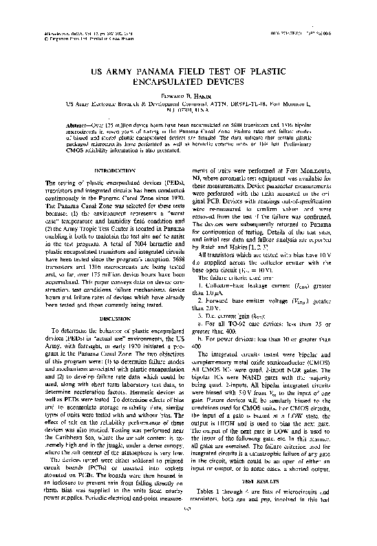 (PDF) US Army Panama field test of plastic encapsulated devices