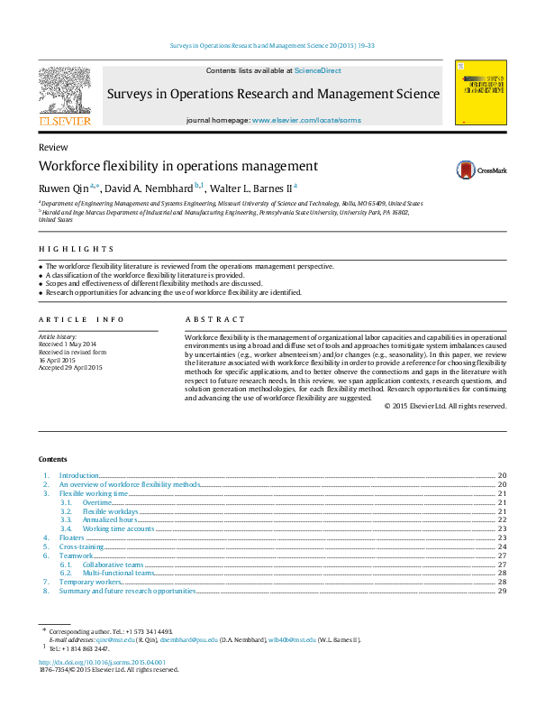 (PDF) Workforce flexibility in operations management