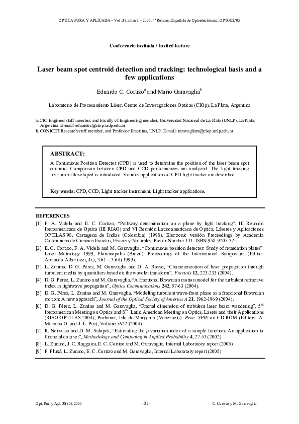 (PDF) Laser beam spot centroid detection and tracking: technological ...