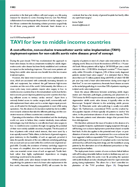 (PDF) TAVI for low to middle income countries | Chima Ofoegbu ...