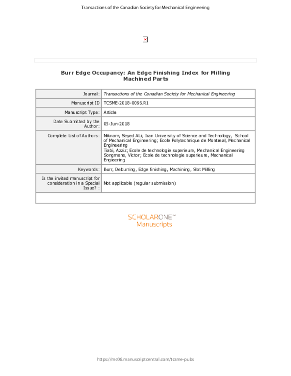 (PDF) Burr edge occupancy: edge finishing index for milling machined parts