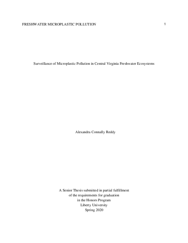 (PDF) Surveillance of Microplastic Pollution in Central Virginia Freshwater Ecosystems
