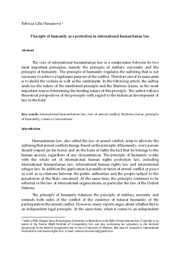(PDF) Principle of humanity as a protection in international ...