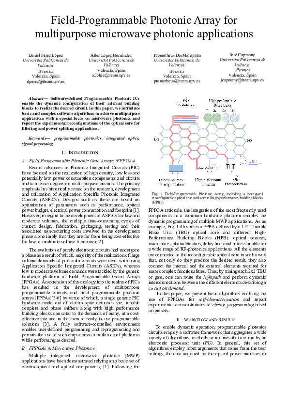 (PDF) Field-Programmable Photonic Array for multipurpose microwave ...