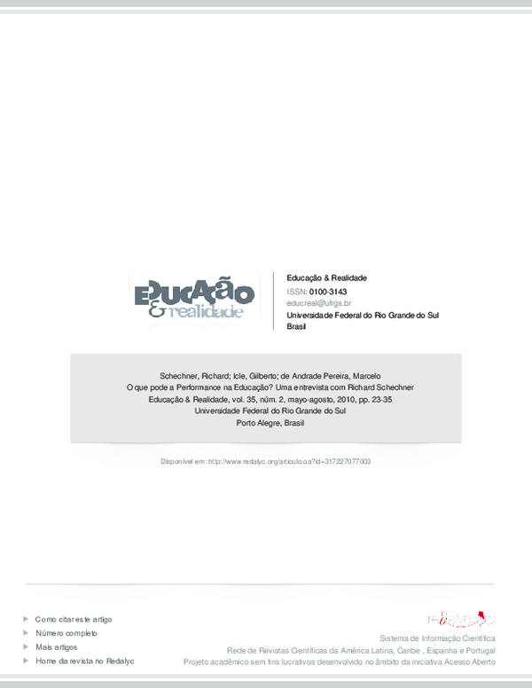 (PDF) O que pode a Performance na Educação? Uma entrevista com Richard ...