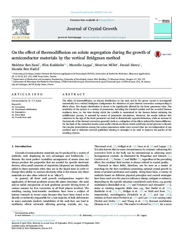 (PDF) On the effect of thermodiffusion on solute segregation during the ...