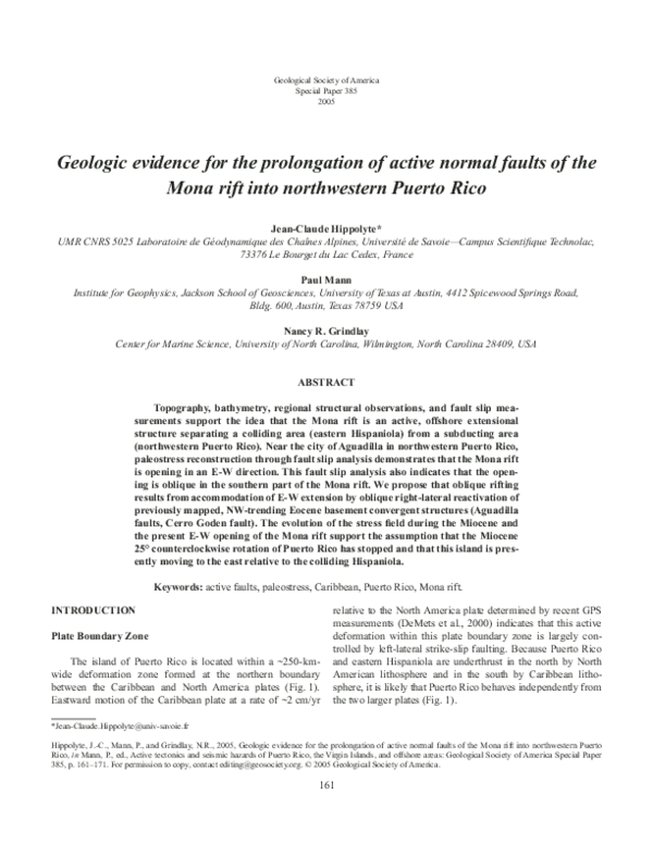 Geologic evidence for the prolongation of active normal faults of the ...