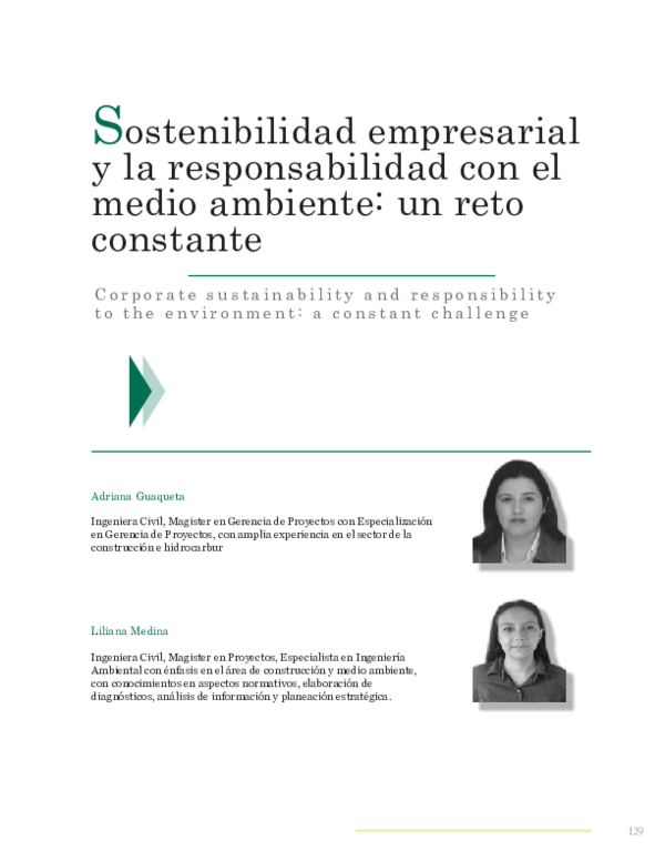 (PDF) Sostenibilidad empresarial y la responsabilidad con el medio ambiente: un reto constante