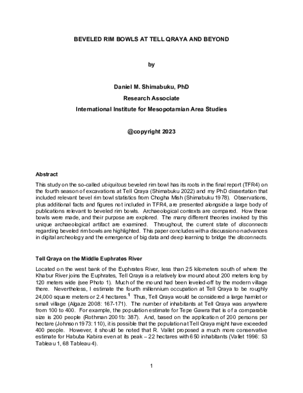 (PDF) BEVELED RIM BOWLS AT TELL QRAYA AND BEYOND by | Daniel Shimabuku ...