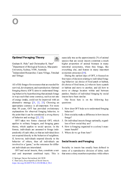 (PDF) Optimal Foraging Theory