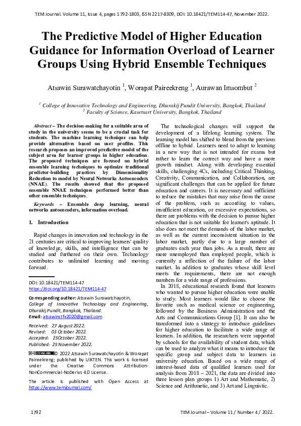 (PDF) The Predictive Model of Higher Education Guidance for Information Overload of Learner ...