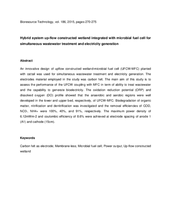 (PDF) Hybrid system up-flow constructed wetland integrated with ...
