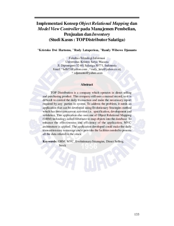 Pdf Implementasi Konsep Object Relational Mapping Dan Model View Controller Pada Manajemen