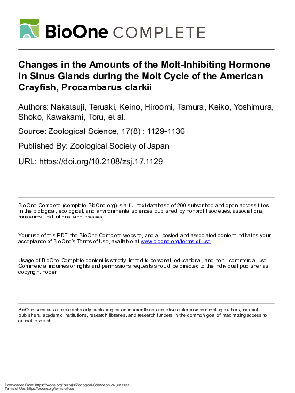 (PDF) Changes in the Amounts of the Molt-Inhibiting Hormone in Sinus Glands during the Molt ...