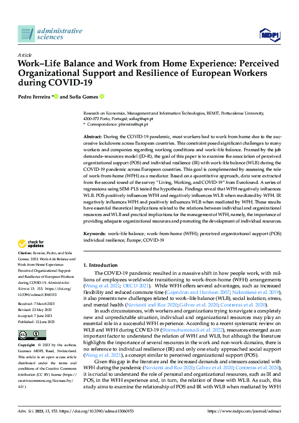 (PDF) Work-Life Balance and Work from Home Experience: Perceived ...