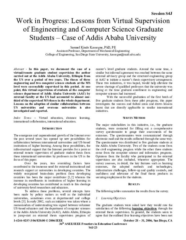 (PDF) Work in Progress: Lessons from Virtual Supervision of Engineering and Computer Science ...