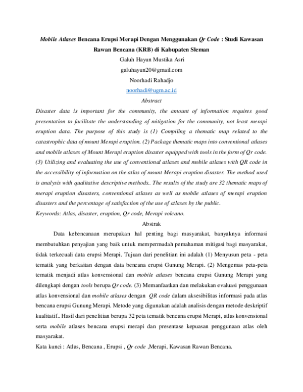 (PDF) Mobile Atlases Bencana Erupsi Merapi Dengan Menggunakan Qr Code : Studi Kawasan Rawan ...