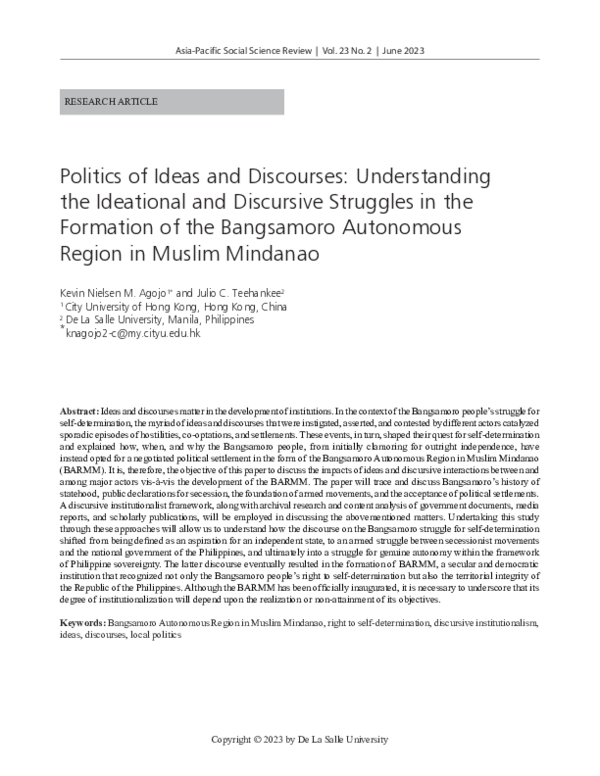 (PDF) Politics of Ideas and Discourses: Understanding the Ideational ...