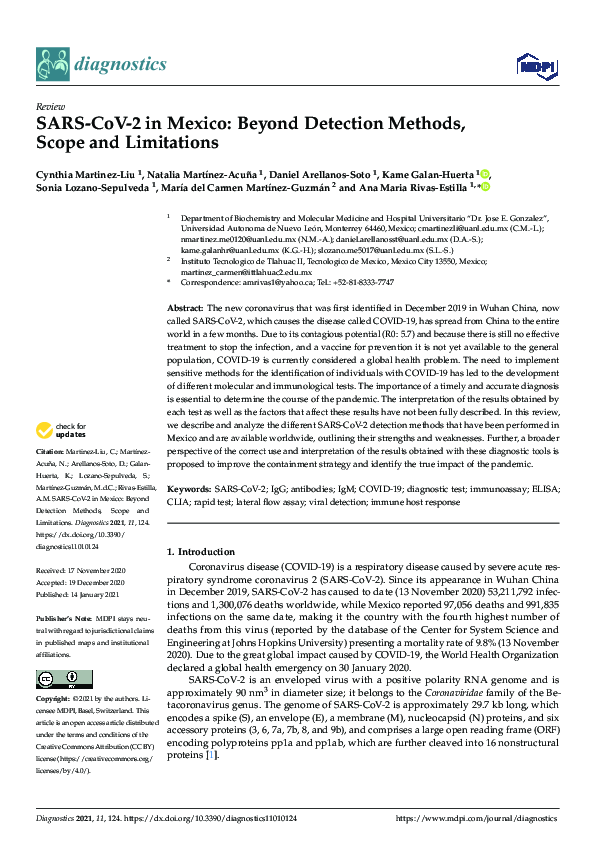 (PDF) SARS-CoV-2 in Mexico: Beyond Detection Methods, Scope and Limitations