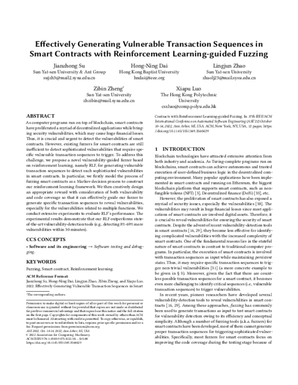 Pdf Effectively Generating Vulnerable Transaction Sequences In Smart Contracts With