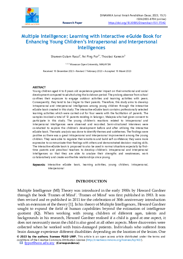 (PDF) Multiple Intelligence: Learning with Interactive eGuide Book for Enhancing Young Children ...