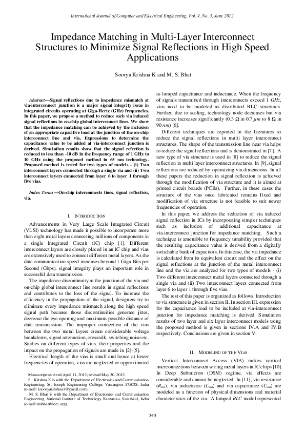(PDF) Impedance Matching in Multi-Layer Interconnect Structures to Minimize Signal Reflections ...