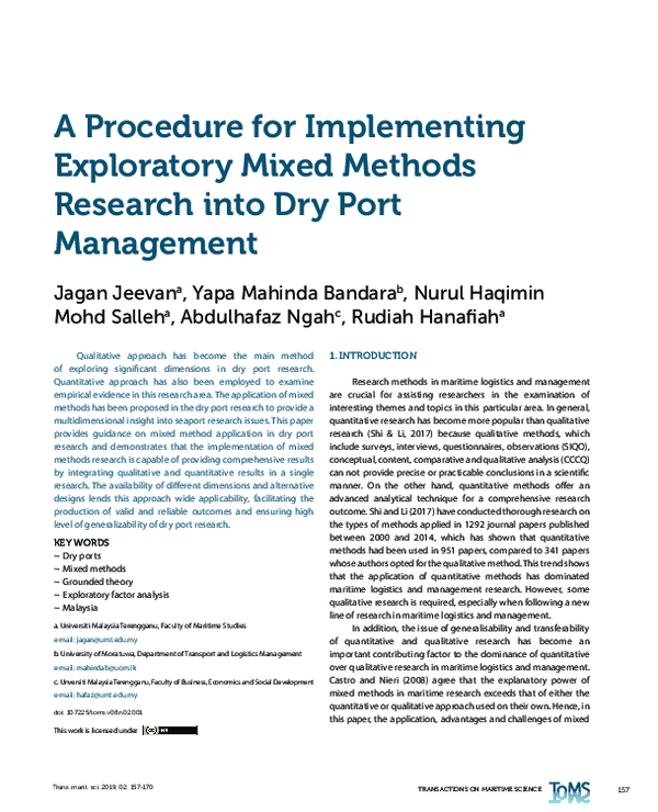 (PDF) A Procedure for Implementing Exploratory Mixed Methods Research into Dry Port Management ...