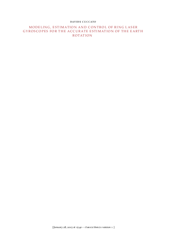 (PDF) Modeling, estimation and control of ring laser gyroscopes for the ...