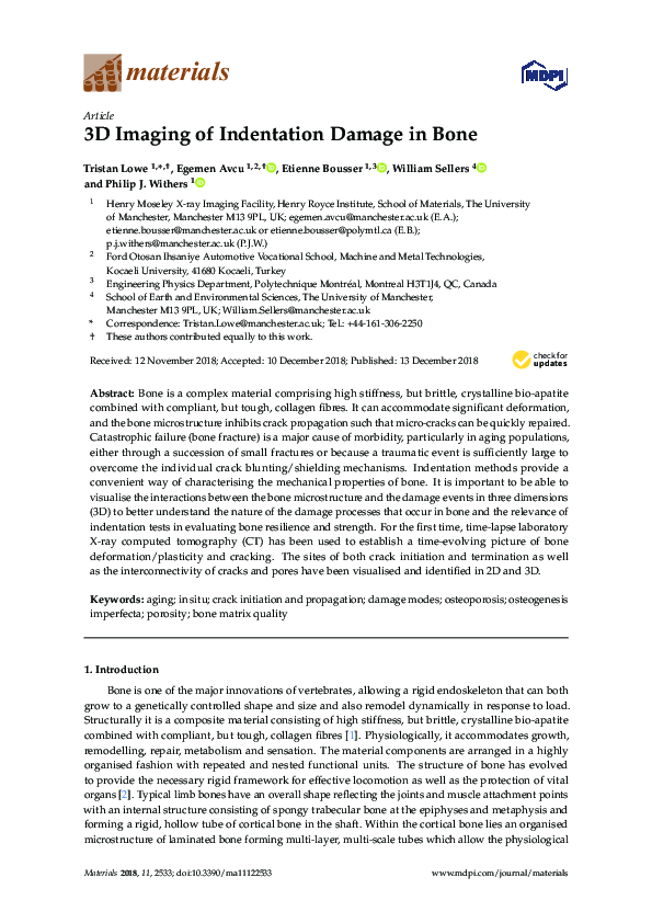 (PDF) 3D Imaging of Indentation Damage in Bone
