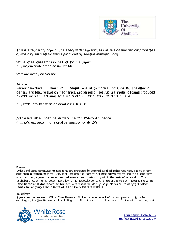 (PDF) The effect of density and feature size on mechanical properties ...