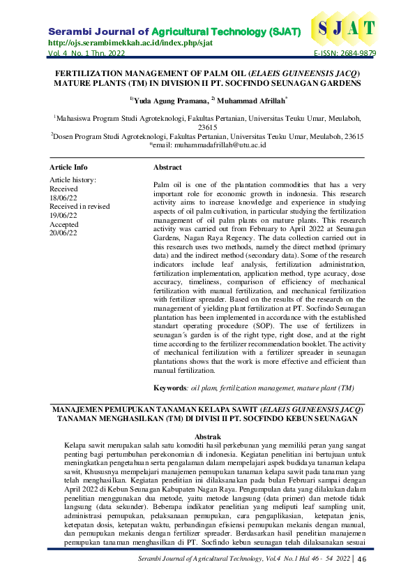 (PDF) Manajemen Pemupukan Tanaman Kelapa Sawit (Elaeis Guineensis Jacq ...