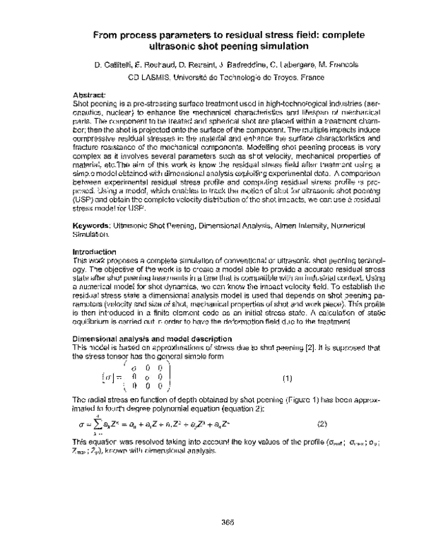 (PDF) From process parameters to residual stress field : complete ultrasonic shot peening simulation