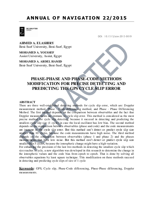Pdf Phase Phase And Phase Code Methods Modification For Precise Detecting And Predicting The