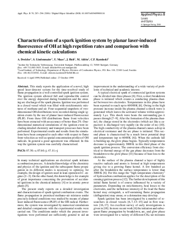 (PDF) Characterisation of a spark ignition system by planar laser ...