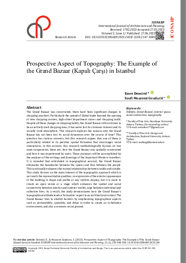(PDF) Prospective Aspect of Topography: The Example of The Grand Bazaar ...