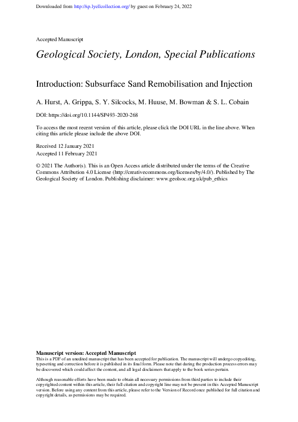 (PDF) Introduction: subsurface sand remobilization and injection