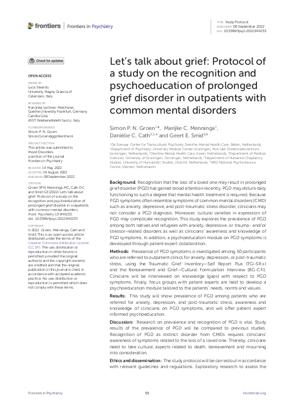 (PDF) Let's talk about grief: Protocol of a study on the recognition ...