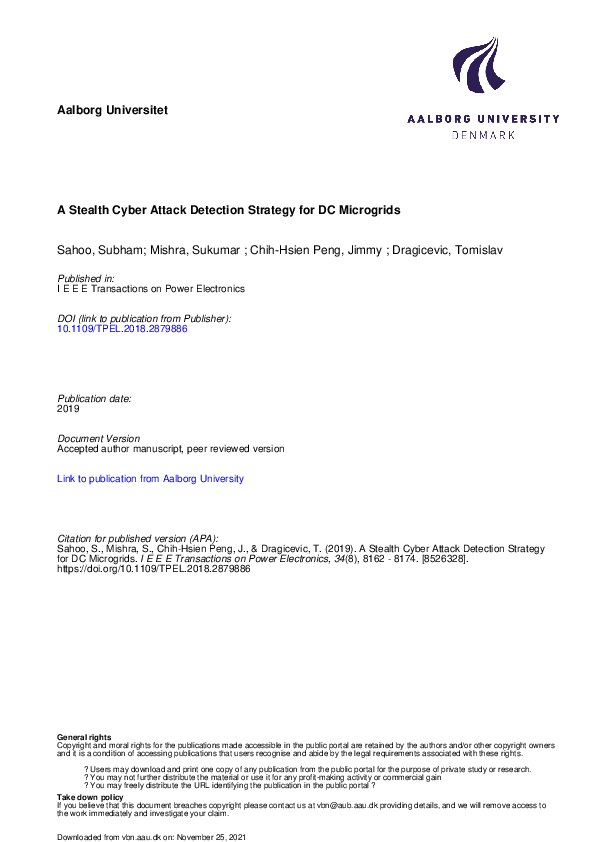 (PDF) A Stealth Cyber-Attack Detection Strategy for DC Microgrids