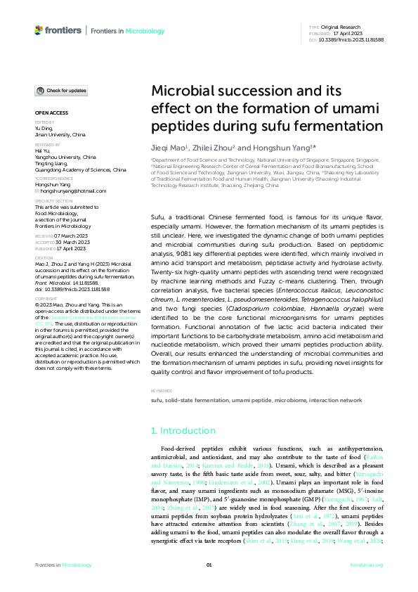 (PDF) Microbial succession and its effect on the formation of umami ...