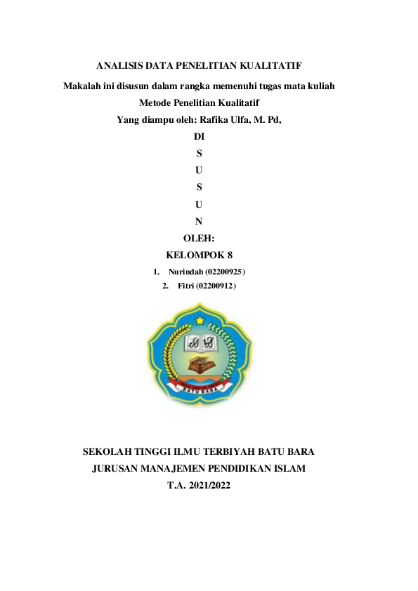 (PDF) Kelompok 8 : ANALISIS DATA PENELITIAN KUALITATIF