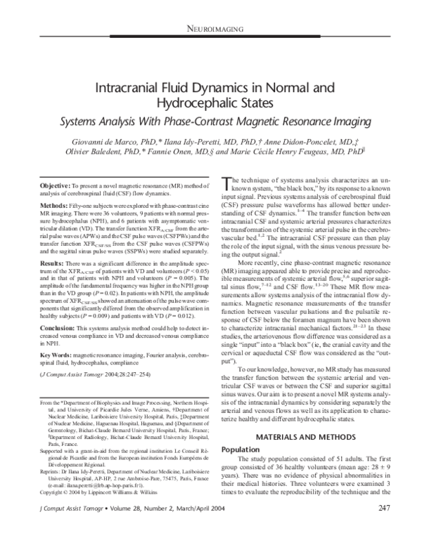 (PDF) Intracranial Fluid Dynamics in Normal and Hydrocephalic States